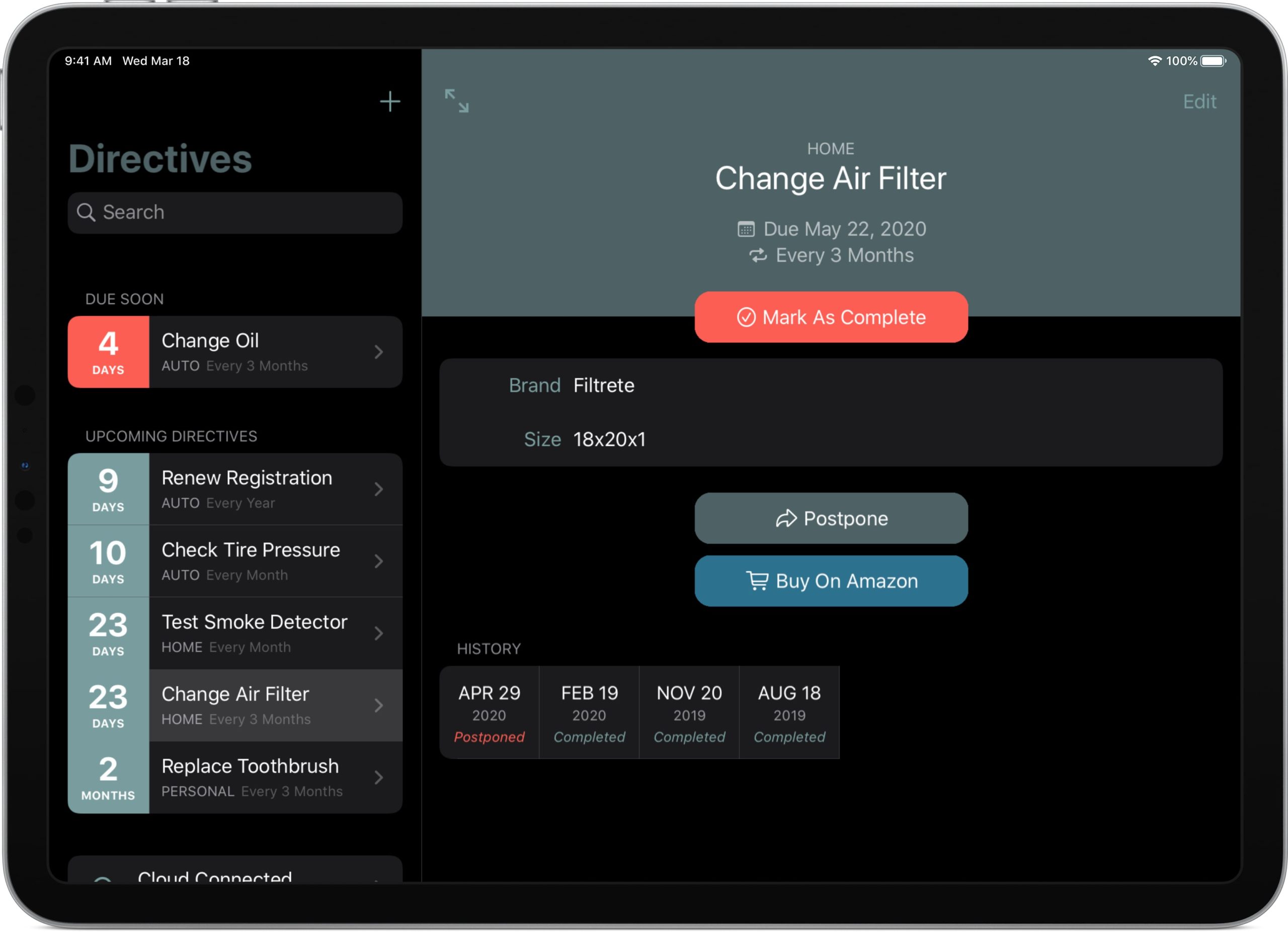 Directive – Maintenance Reminders for Mac & iOS